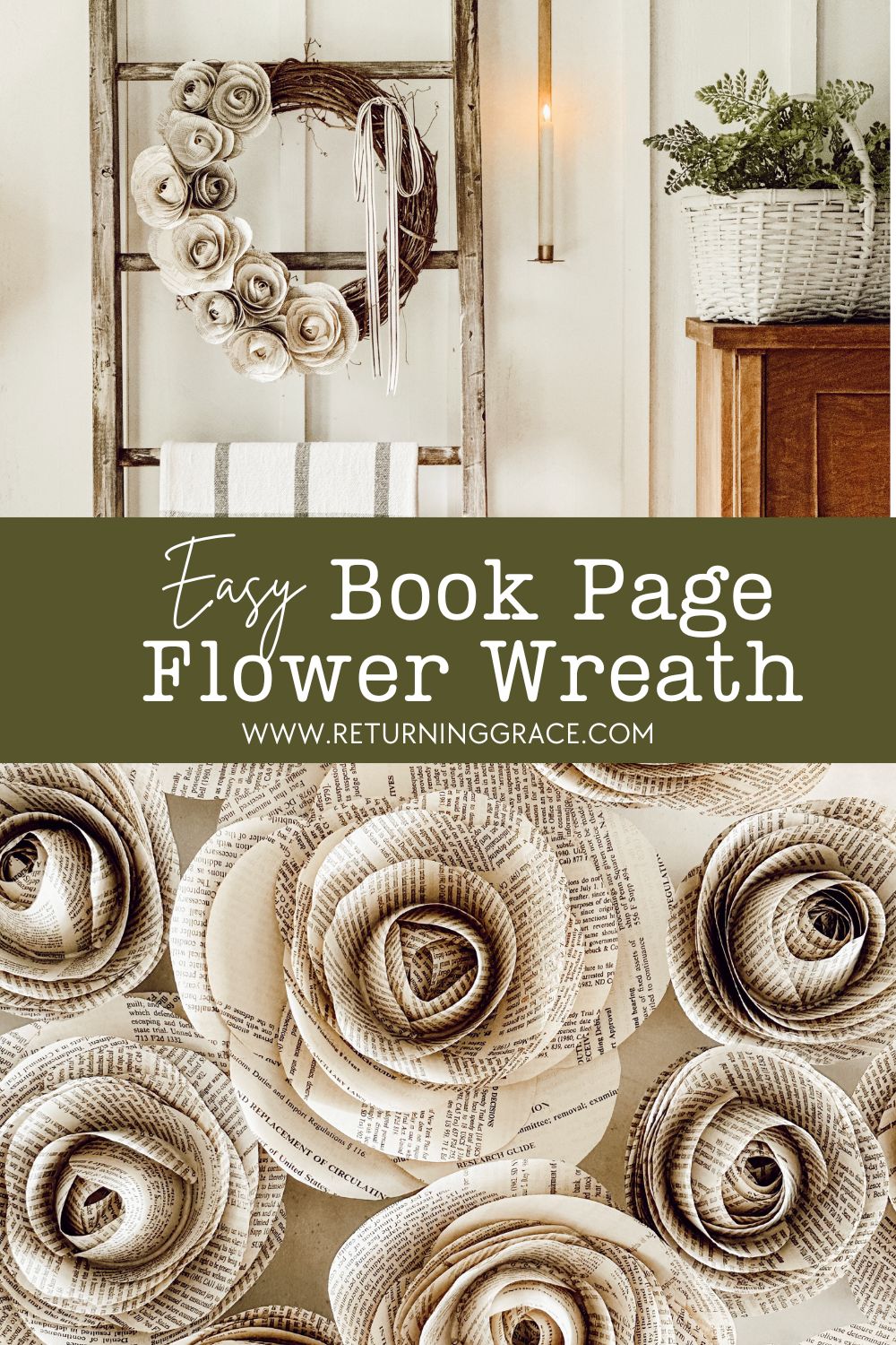 Book Page Flower Wreath: Charming Way to Repurpose Old Books