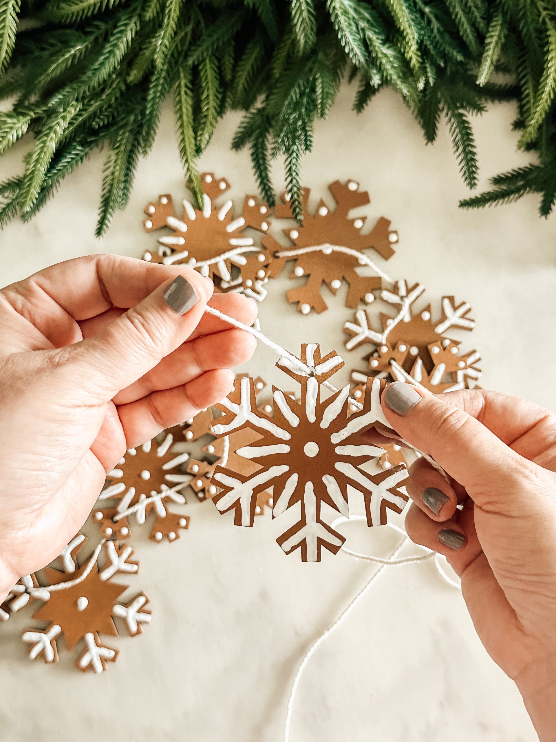 How to Make a Gingerbread Snowflake Garland
