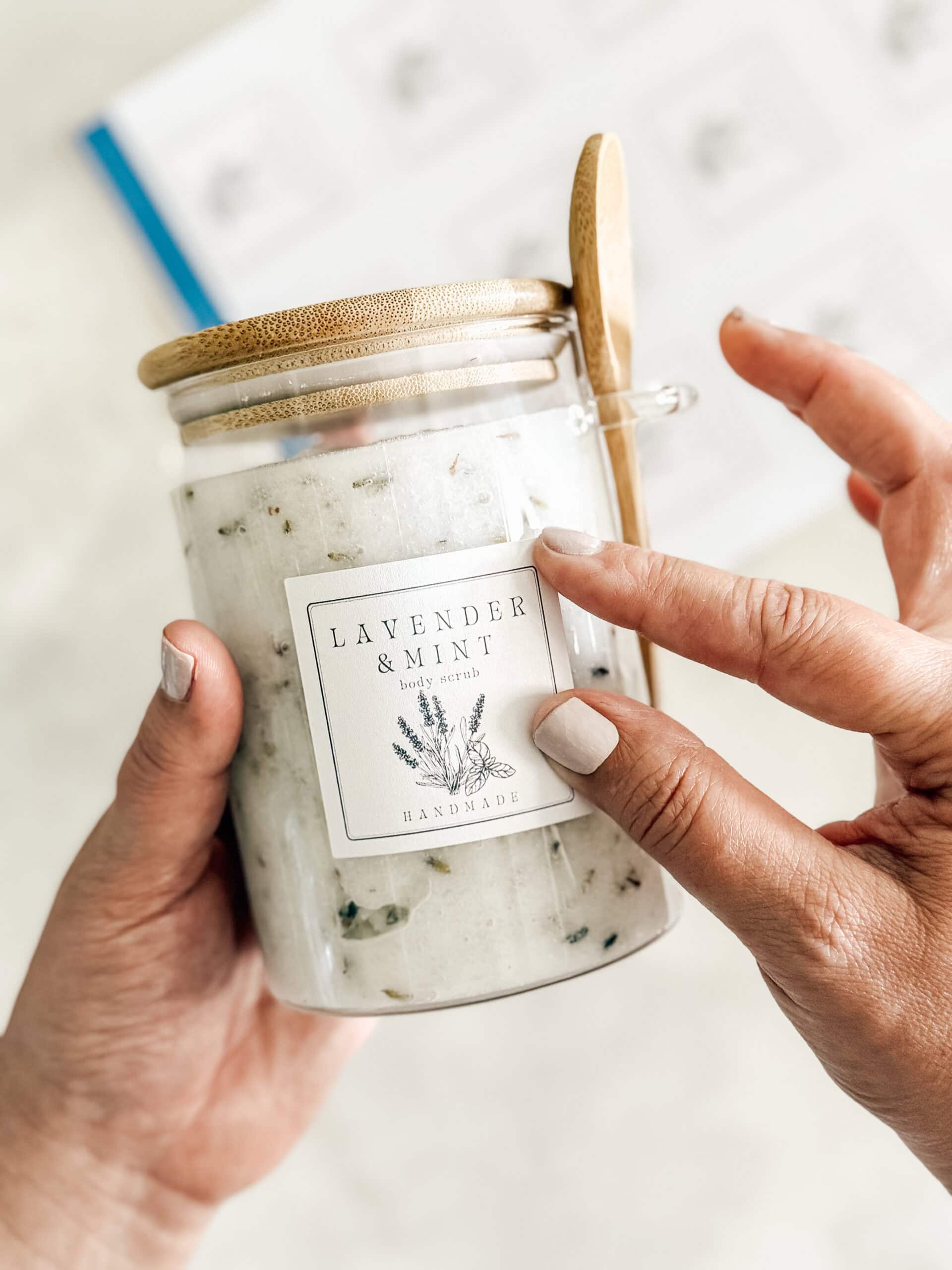 Handmade Lavender Mint Body Scrub with Free Printable