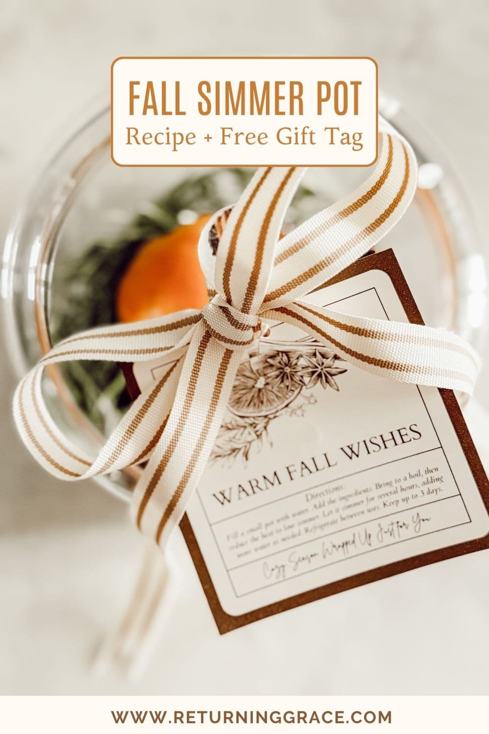 Fall Simmer Pot Recipe and Free Printable Gift Tag