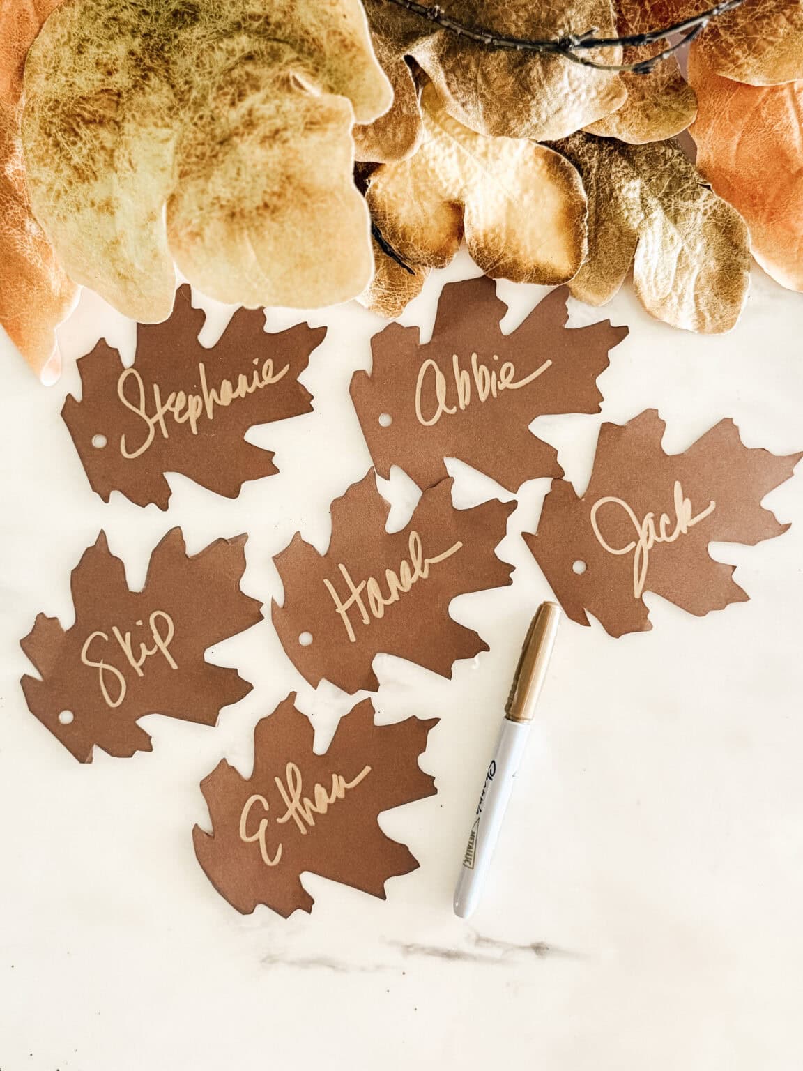 Easy DIY Leaf Place Cards for an Elegant Fall Table